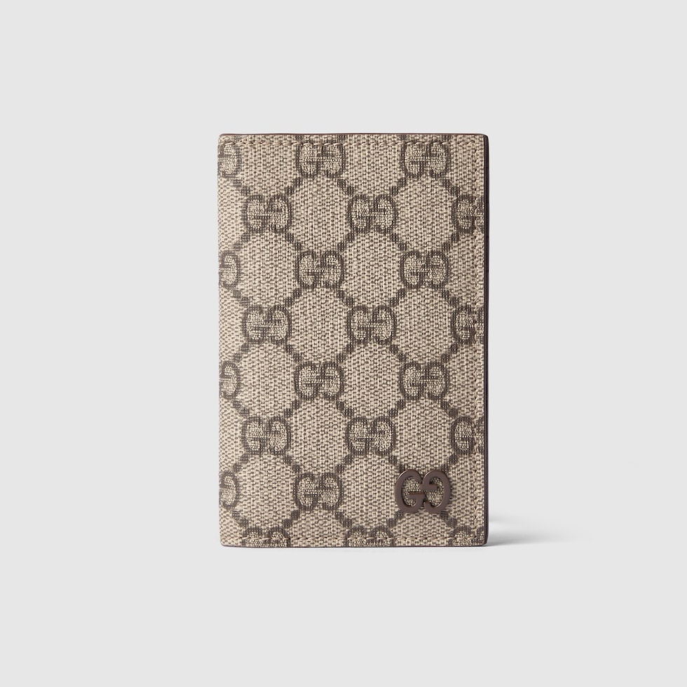 Tarjetero largo GG con detalle de GG en Supreme beige y ébano | GUCCI® MX