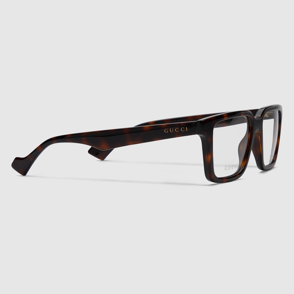 Rectangular optical frame in dark tortoiseshell | GUCCI® US