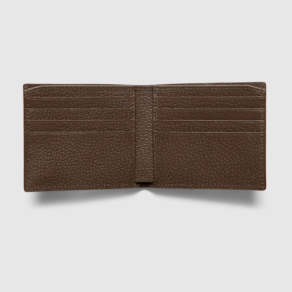 Brown interior GG bi-fold wallet in beige and ebony Supreme | GUCCI® AU