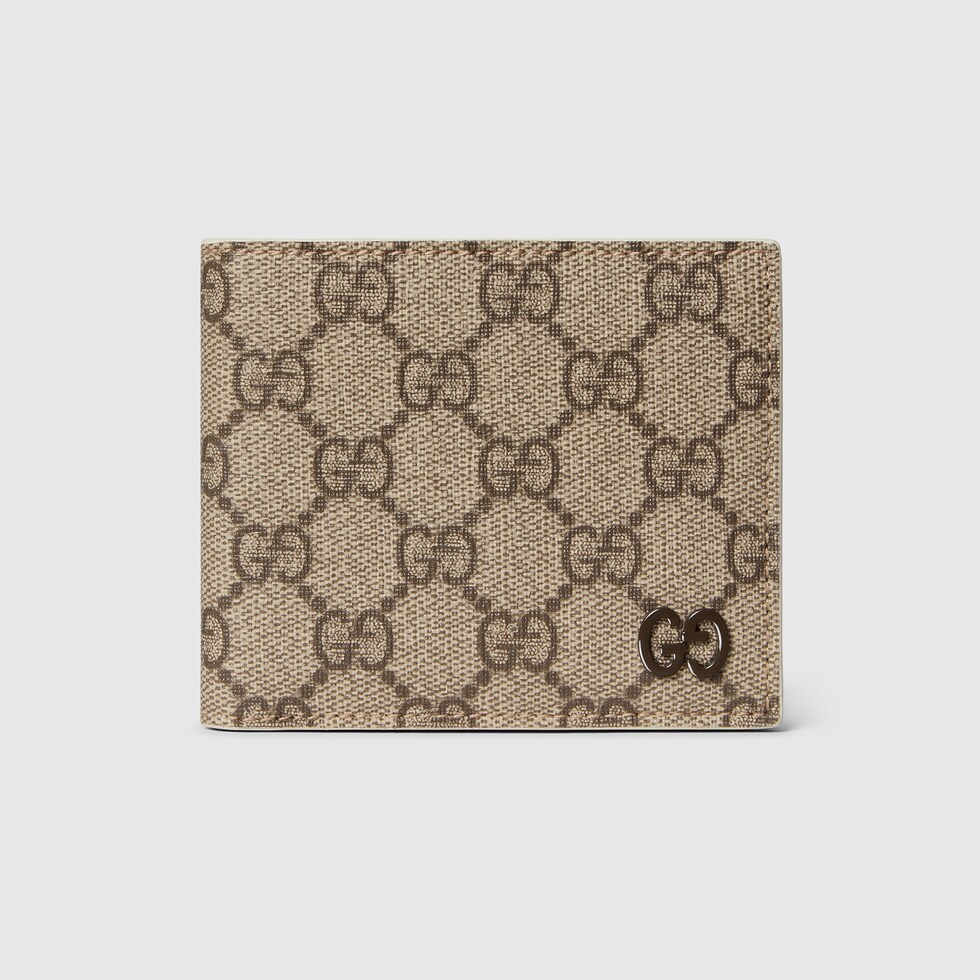 GG wallet with GG detail in beige and ebony Supreme | GUCCI® TH