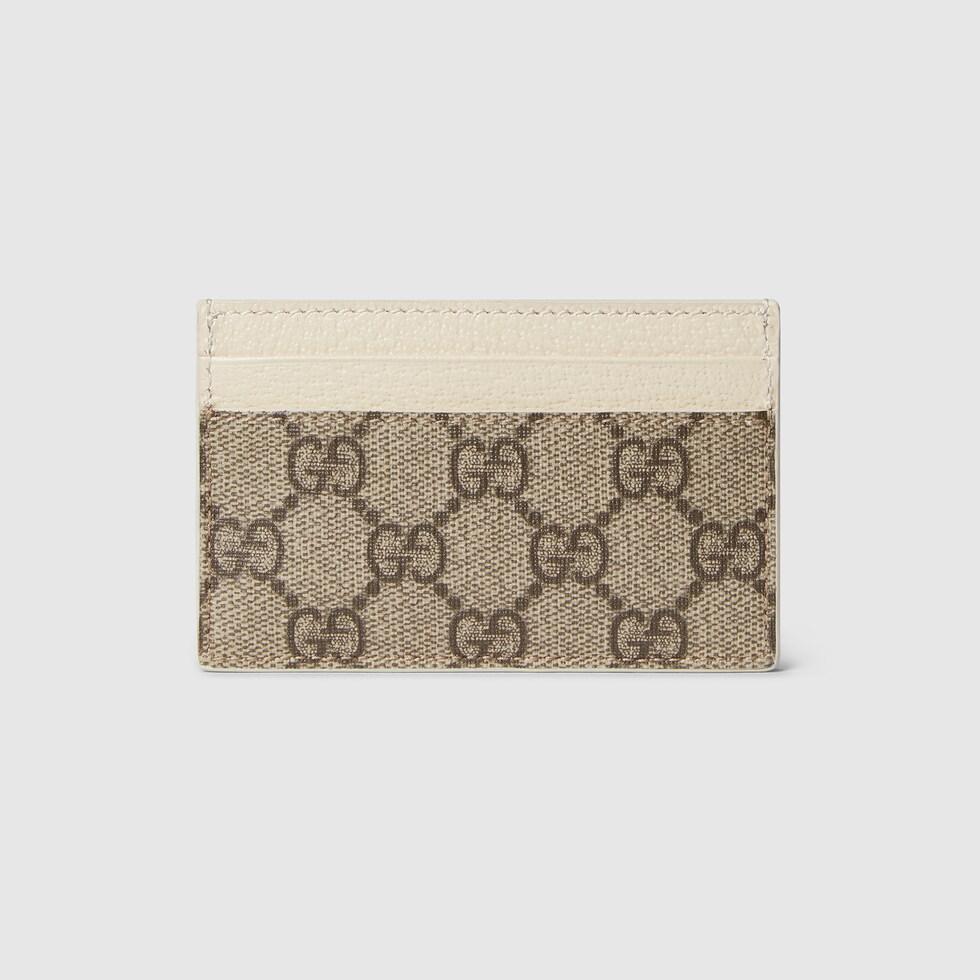 Bi-color GG card case in beige and ebony Supreme | GUCCI® SG