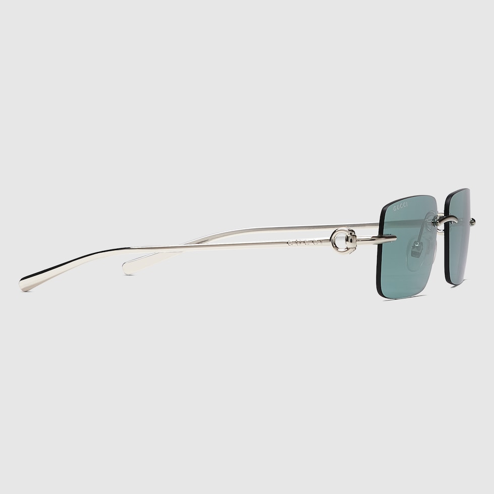 Rectangular frame sunglasses in silver | GUCCI® UK