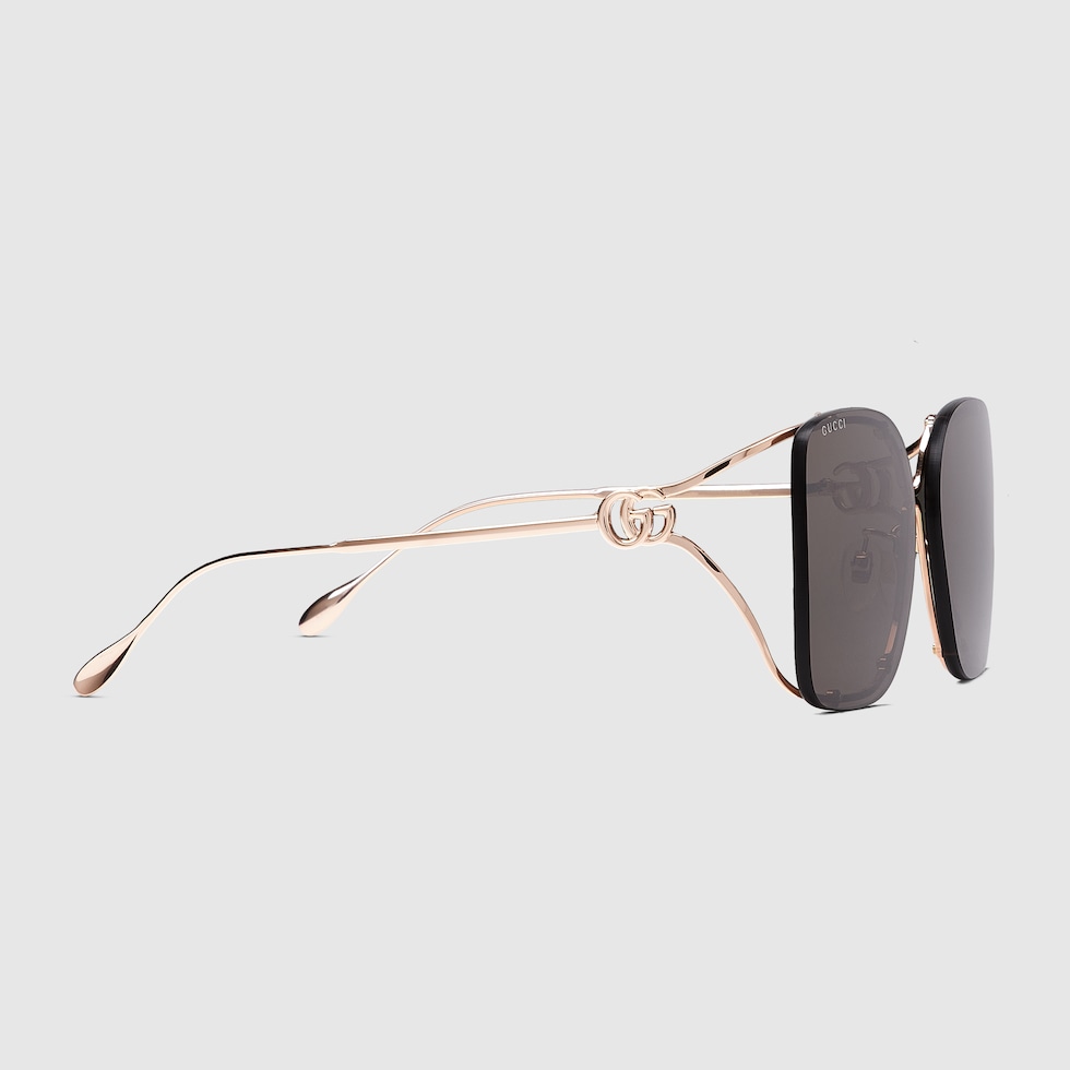 Square frame sunglasses in rose gold | GUCCI® US