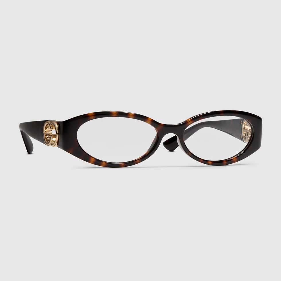 Rectangular fit optical frame in dark tortoiseshell | GUCCI® UK