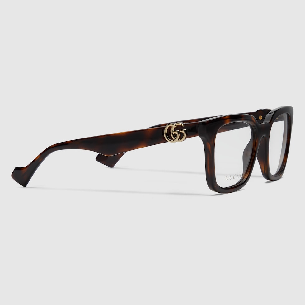 Square optical frame in dark tortoiseshell | GUCCI® US