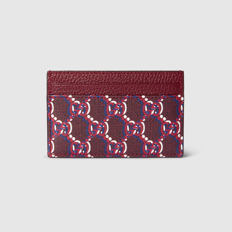 กระเป๋าใส่บัตร Card case with GG Shadow inผ้าแคนวาสสี Rosso Acora Red ...