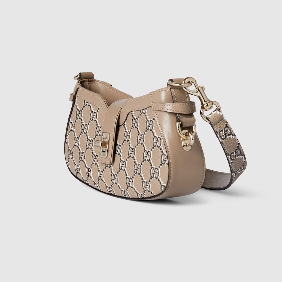 Gucci Moon Side mini shoulder bag in taupe leather | GUCCI® TR