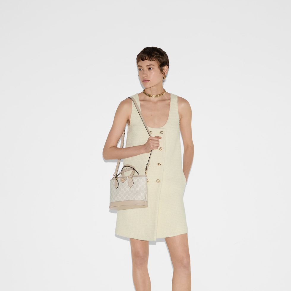 Ophidia mini tote bag in beige and white GG Supreme | GUCCI® PL