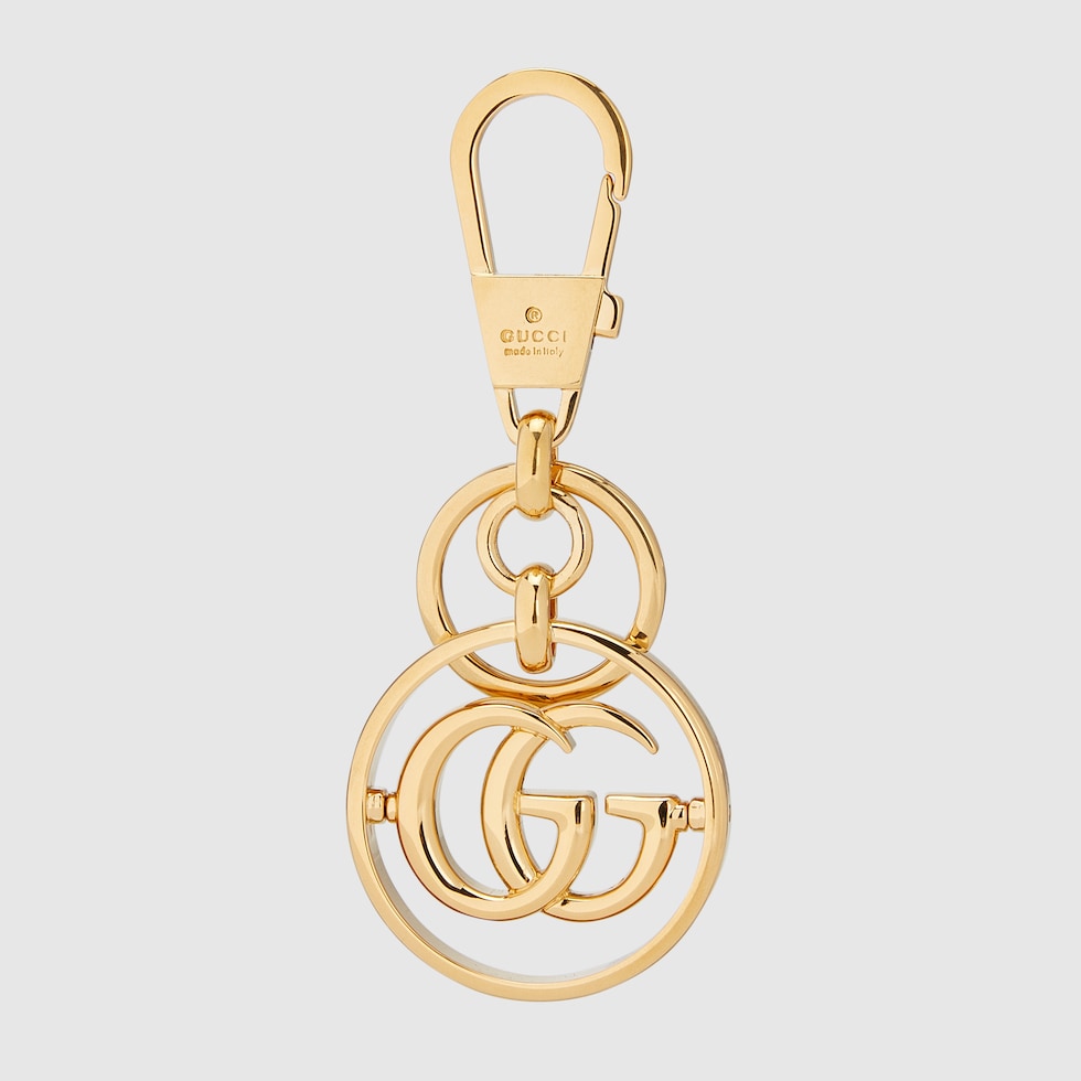 Double G keychain in gold-toned metal | GUCCI® PL