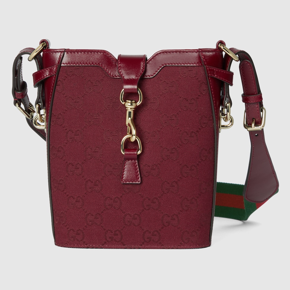 Mini bucket shoulder bag in Rosso Ancora GG canvas | GUCCI® TH