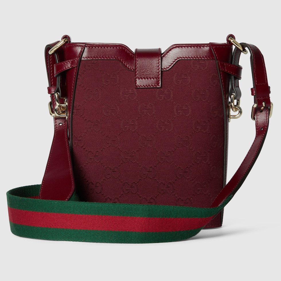 Mini bucket shoulder bag in Rosso Ancora GG canvas | GUCCI® TH