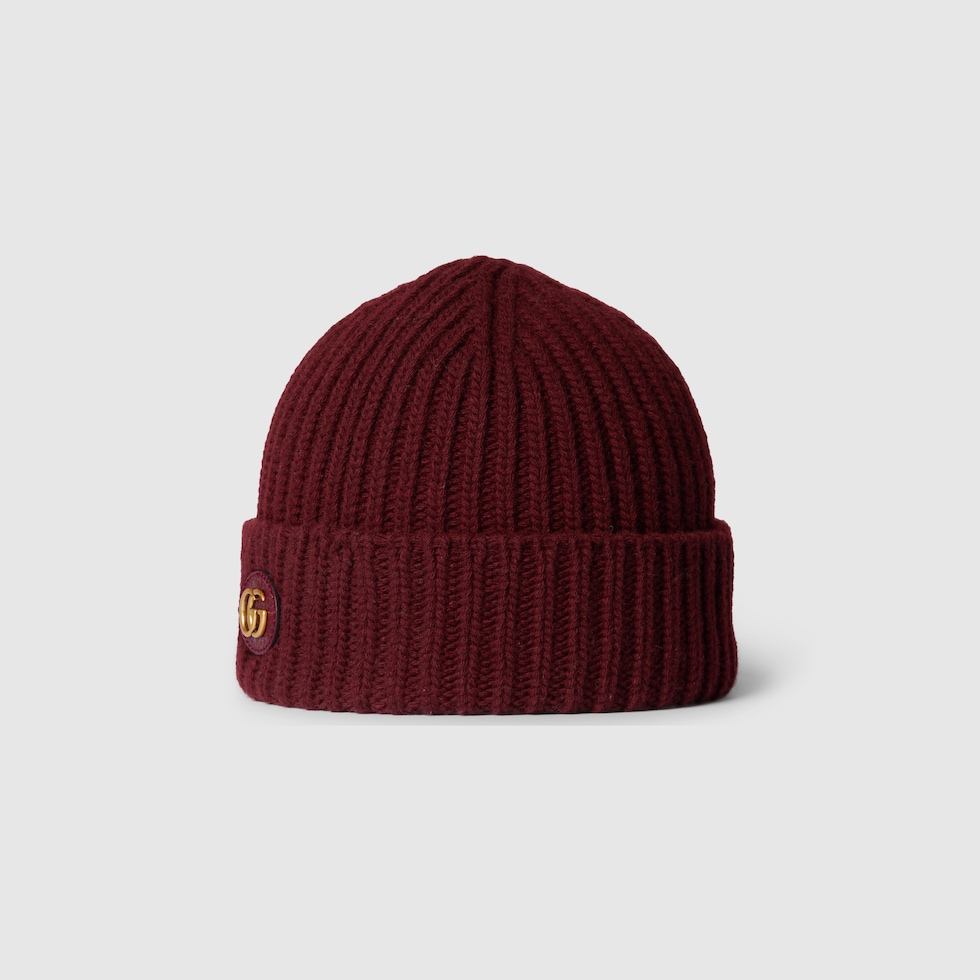 Bonnet en cachemire et laine avec Double G en bordeaux | GUCCI® FR