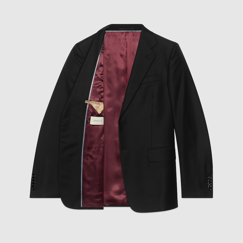 Straight fit wool suit in black wool | GUCCI® US