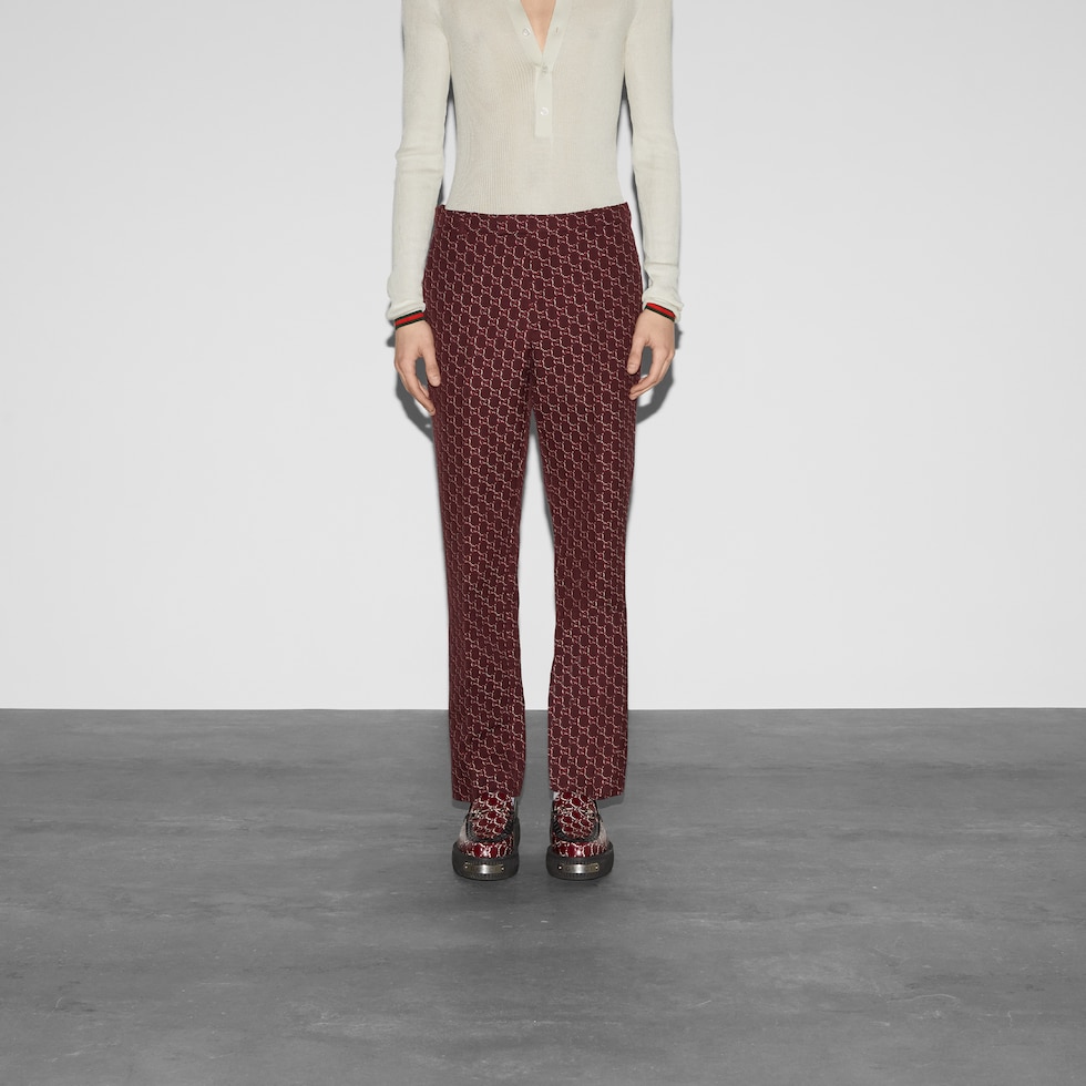 Wool pant with GG Shadow in Rosso Ancora red and white | GUCCI® TH