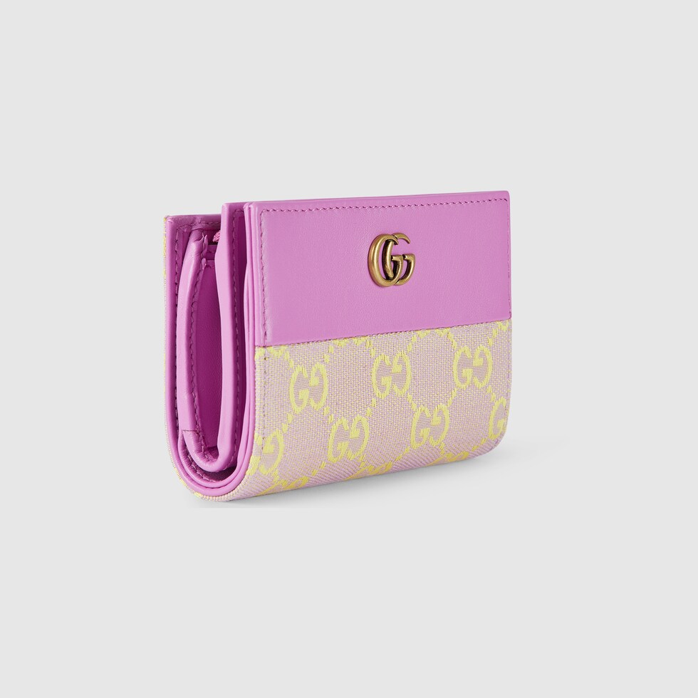 GG wallet with coin pocket in lilac and yellow canvas | GUCCI® TH