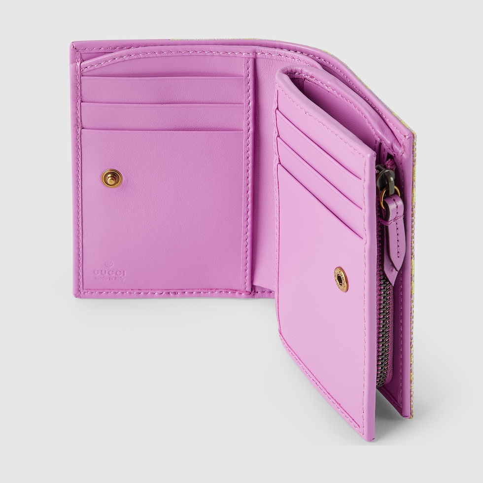 GG wallet with coin pocket in lilac and yellow canvas | GUCCI® TH