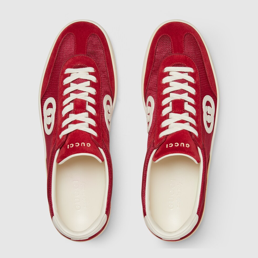 Men's Interlocking G sneaker in red suede | GUCCI® UK