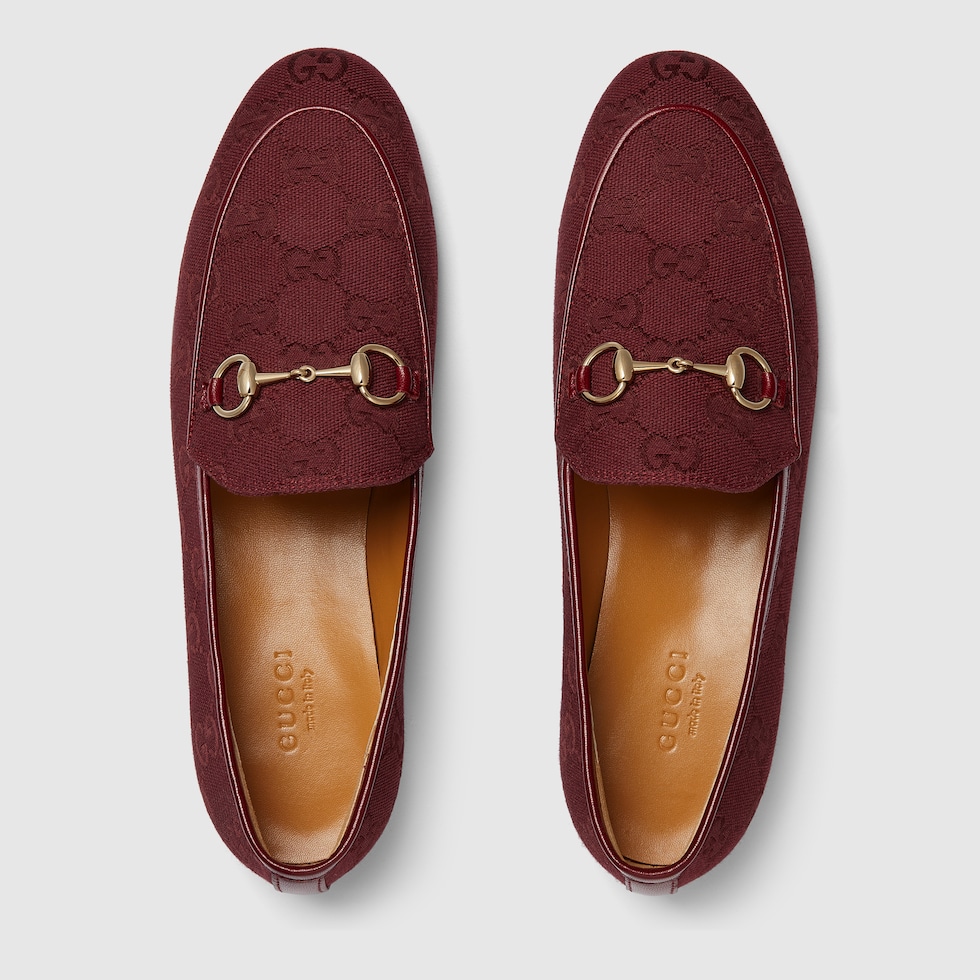 Mocassins Gucci Jordaan pour femme en Toile GG Rosso Ancora | GUCCI® FR