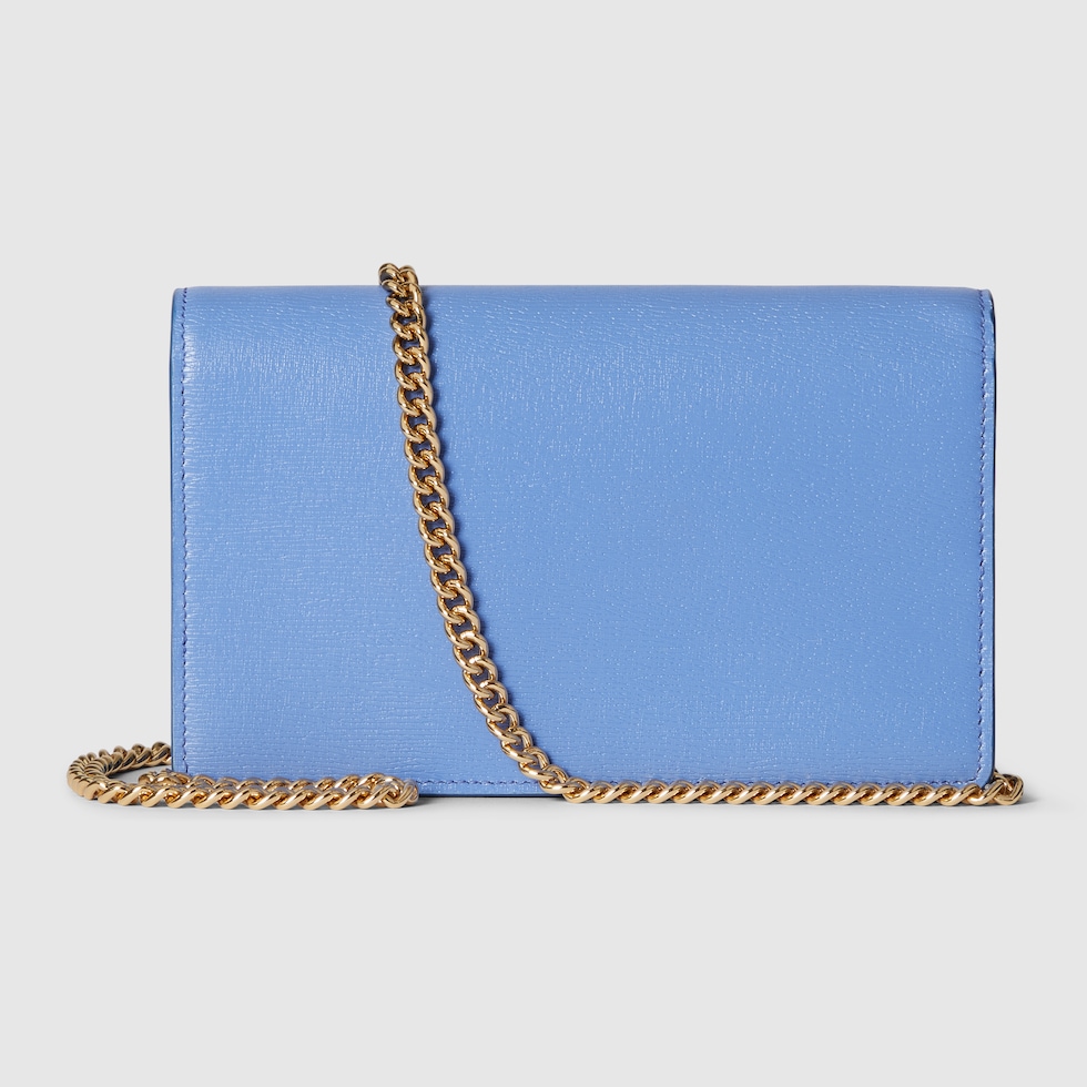 Chain wallet with Gucci script in lilac leather | GUCCI® AE