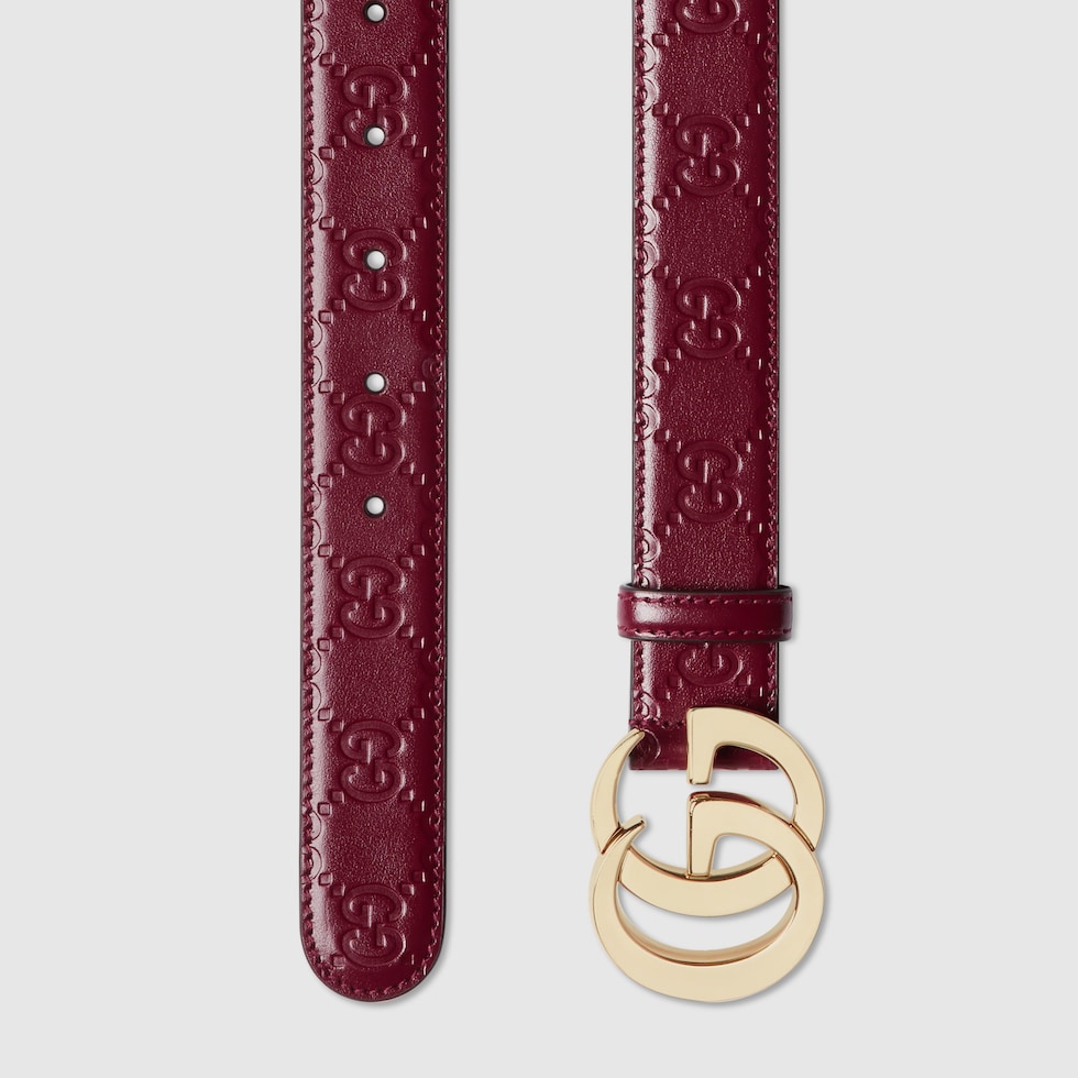 GG Milano belt in Rosso Ancora red GG leather | GUCCI® TH