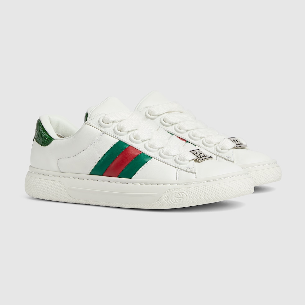 Women's Gucci Ace trainer with Web in white leather | GUCCI® SG
