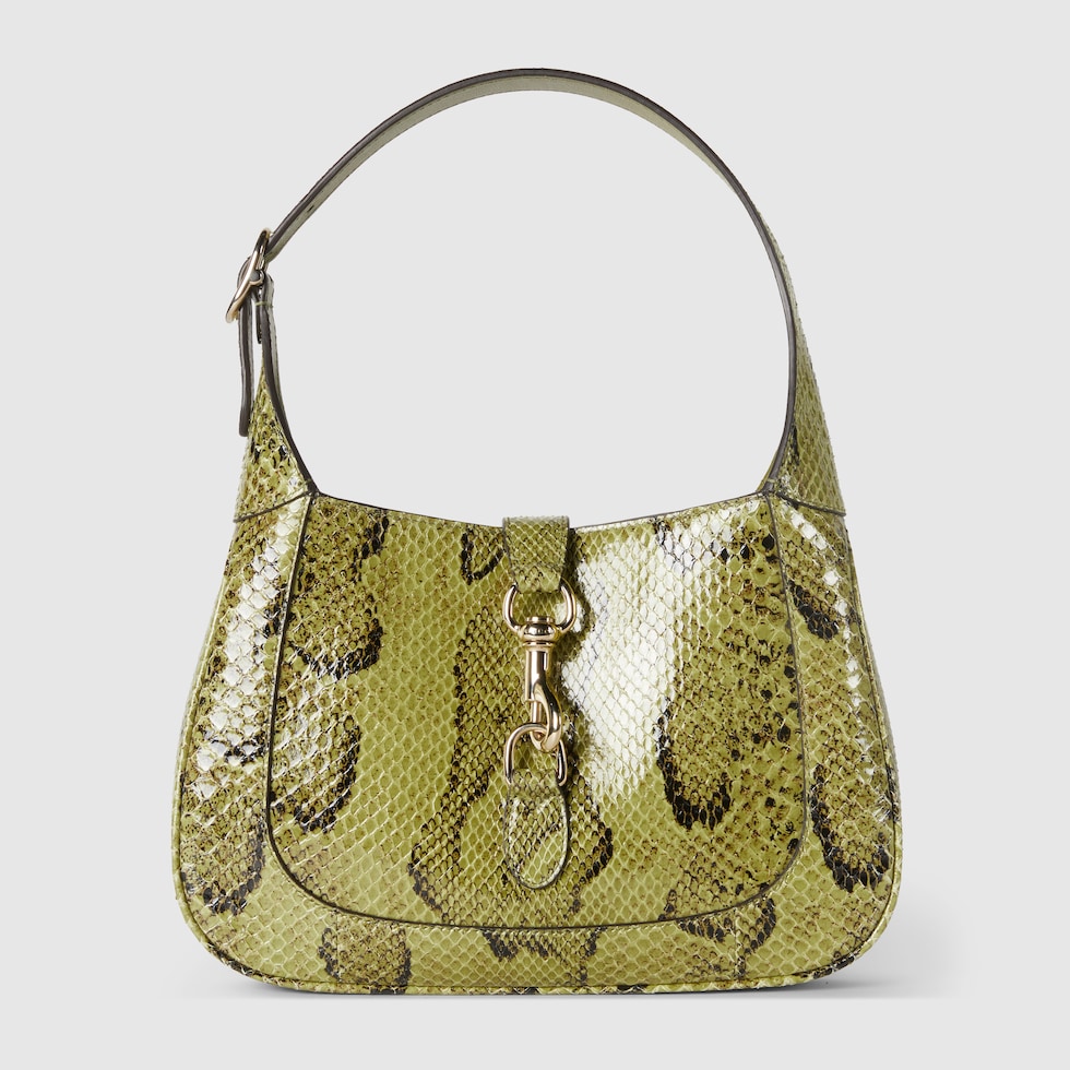 Gucci Jackie python medium bag in green and black | GUCCI® IT