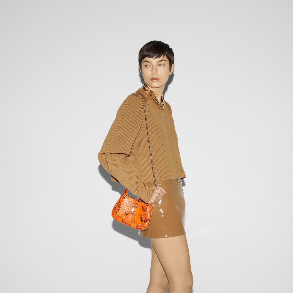 Gucci Jackie Notte python mini bag in orange | GUCCI® US