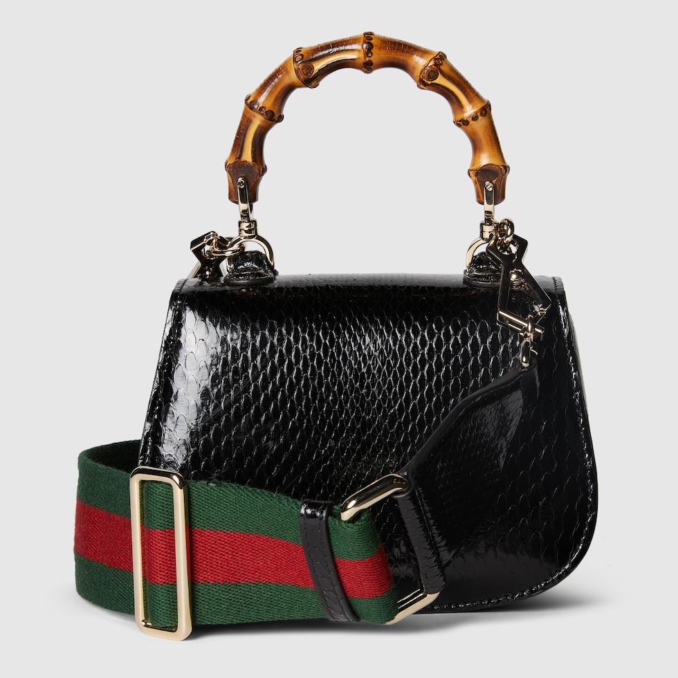 Gucci Bamboo 1947 mini python bag in black python | GUCCI® AE