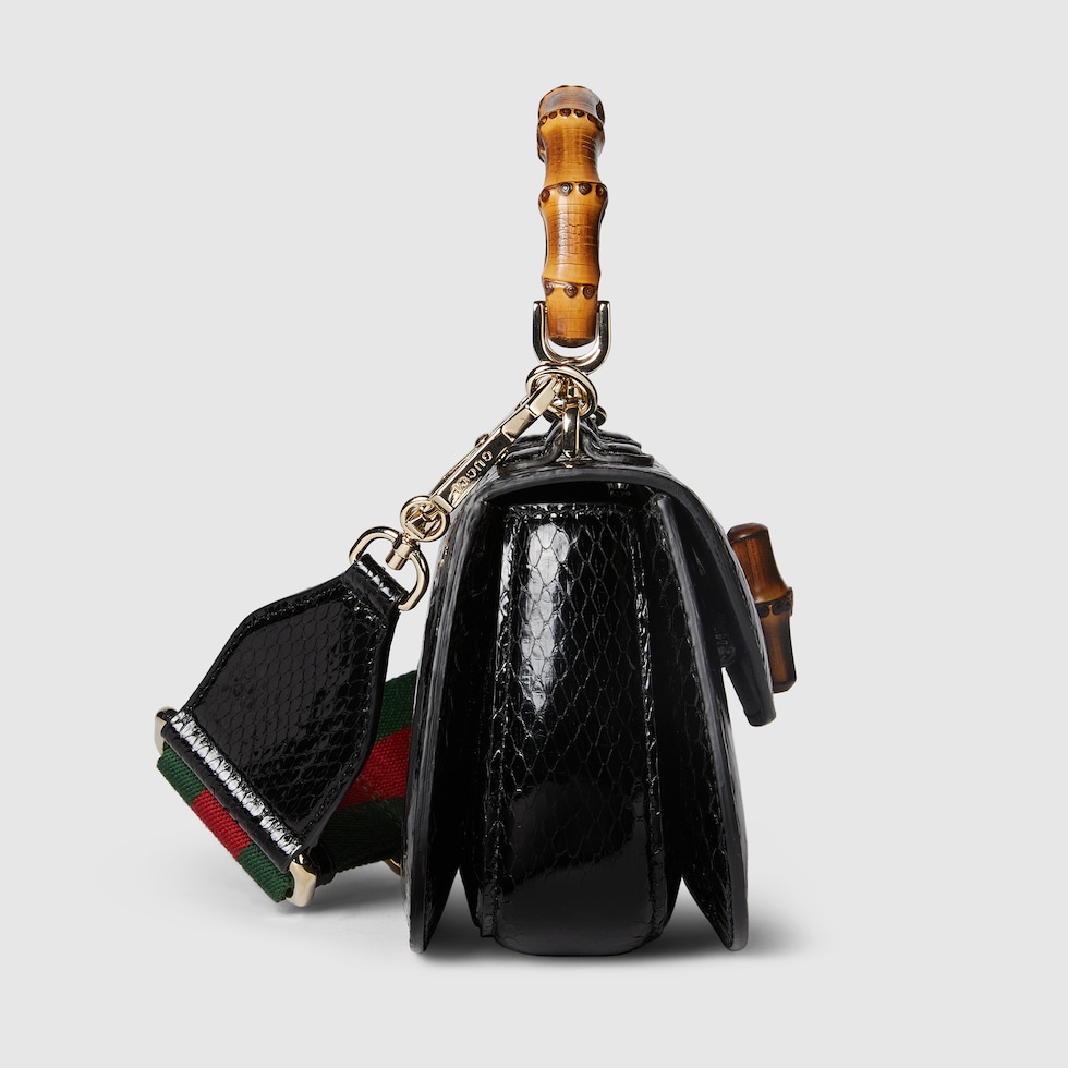 Gucci Bamboo 1947 mini python bag in black python | GUCCI® AE