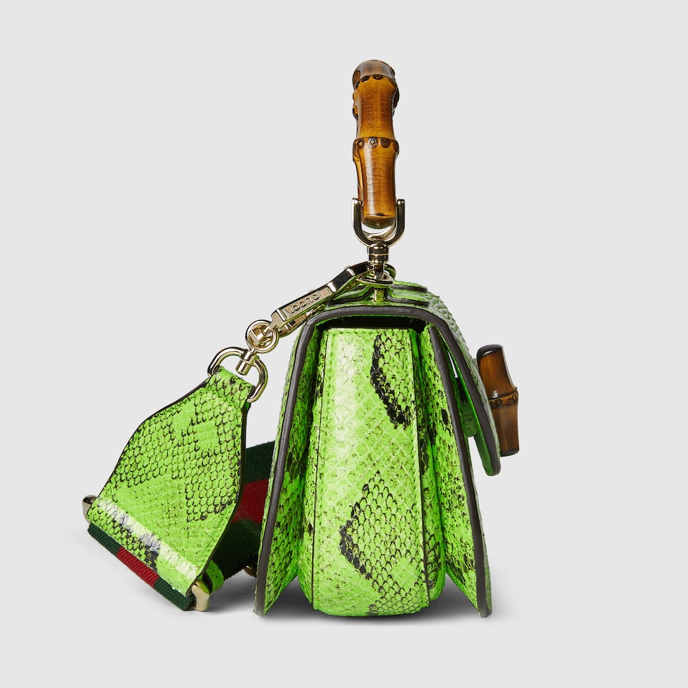 Gucci Bamboo 1947 mini python bag in electric green | GUCCI® US