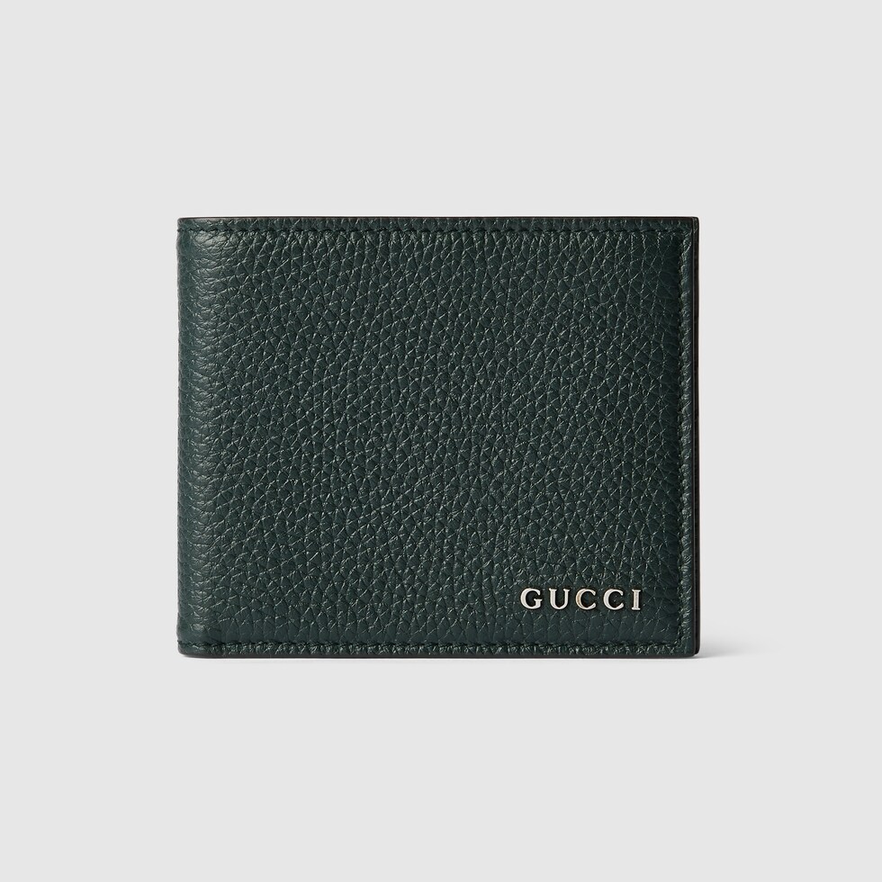 Bi-fold wallet with Gucci logo in dark green leather | GUCCI® UK