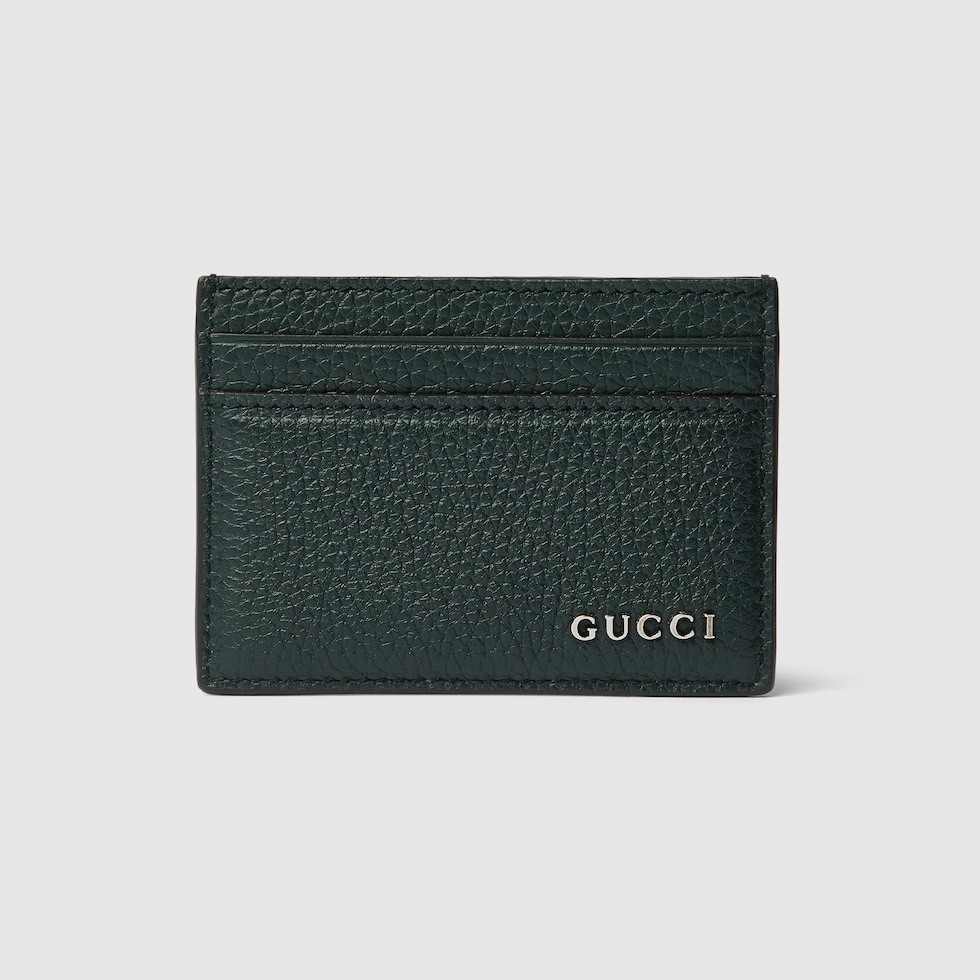 Card case with Gucci logo in dark green leather | GUCCI® TH