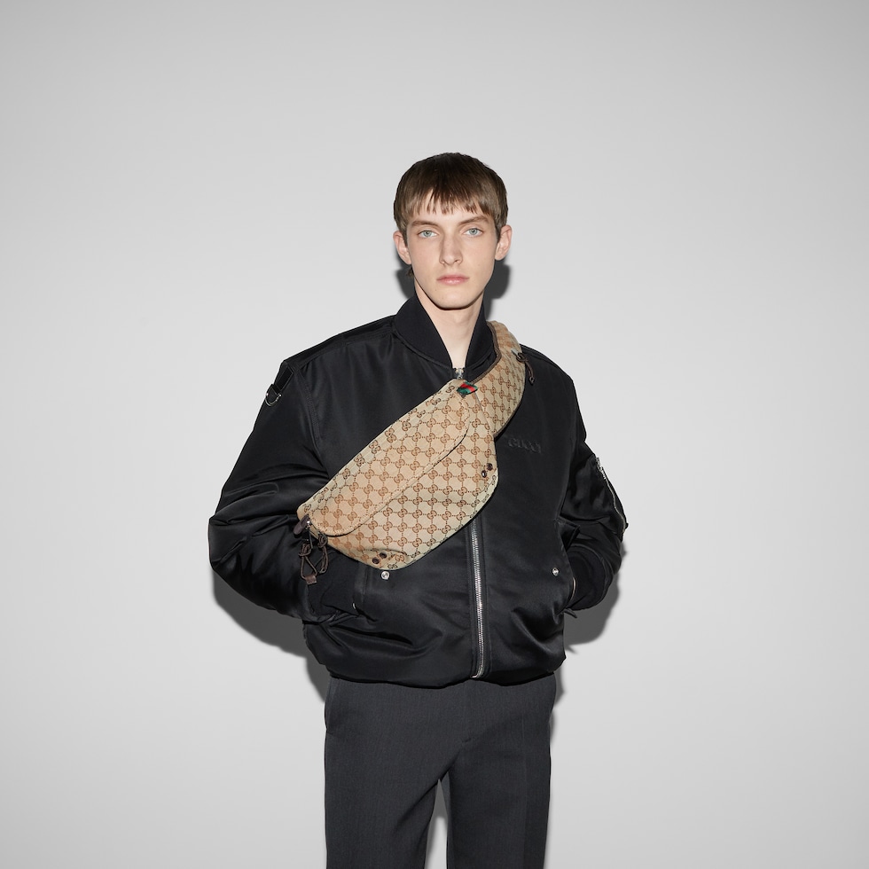 GG canvas large belt bag in beige and dark brown GG canvas | GUCCI® NL