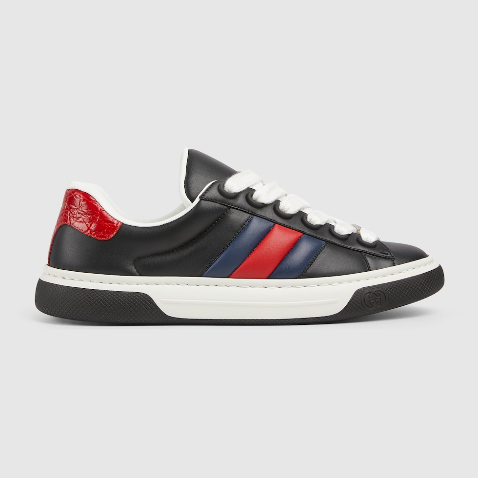 Men's Gucci Ace trainer with Web in black leather | GUCCI® AE