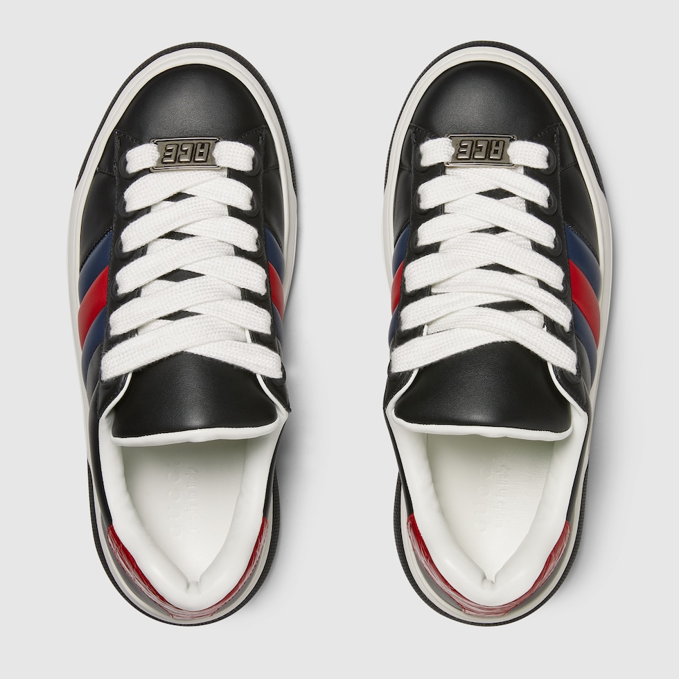 Men's Gucci Ace trainer with Web in black leather | GUCCI® AE