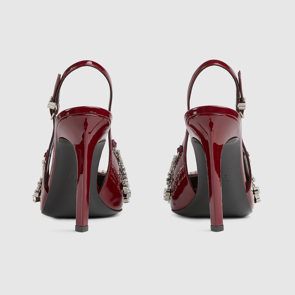 Escarpins avec chaîne en cristaux pour femme en cuir verni rouge Rosso ...