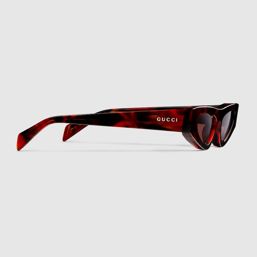 Cat-eye frame sunglasses in red tortoiseshell | GUCCI® US Cat-eye frame sunglasses in red tortoiseshell | GUCCI® US