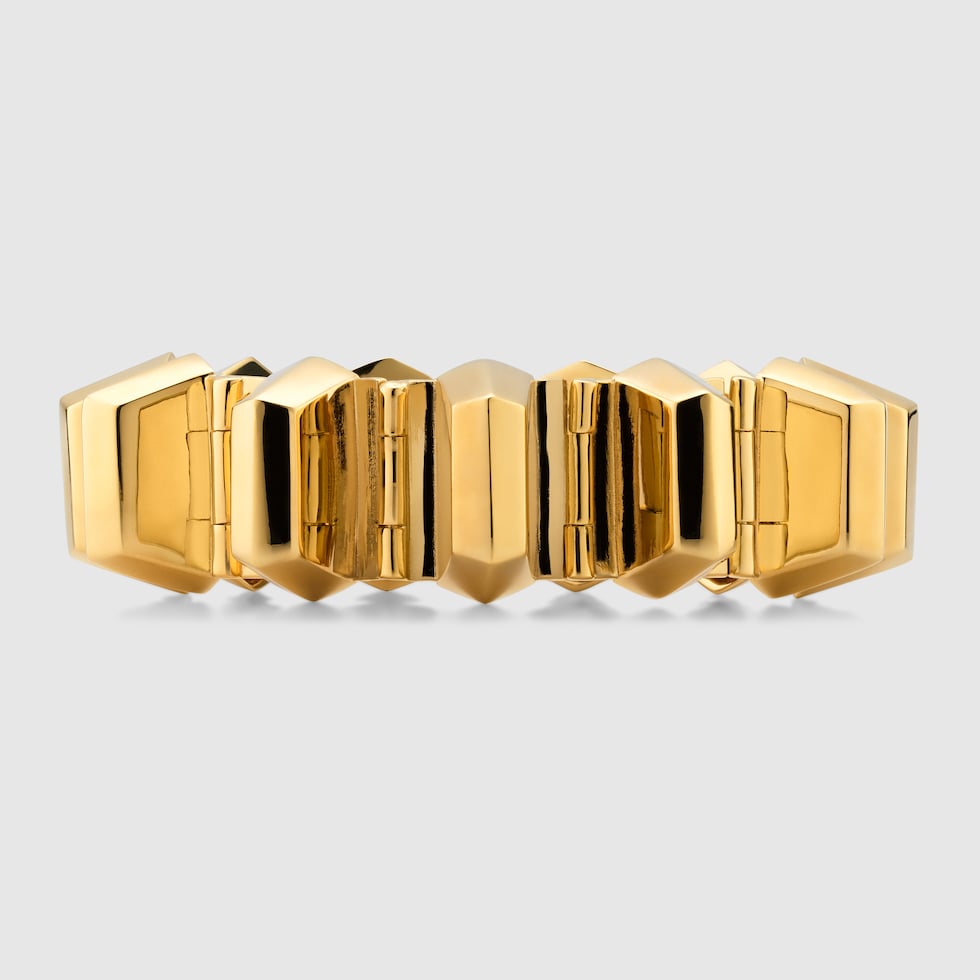Bracelet with geometric studs in yellow gold-toned metal | GUCCI® US