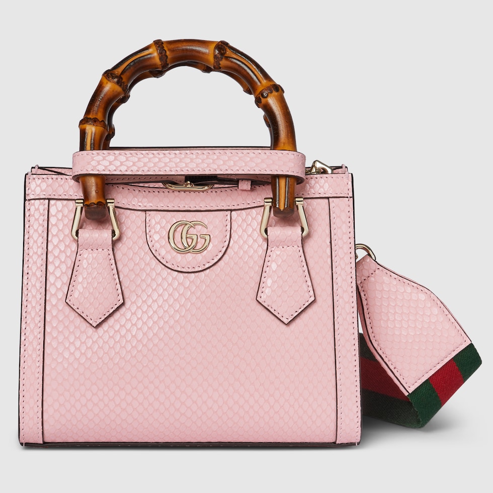 Gucci Diana mini python tote bag in pastel pink | GUCCI® NL
