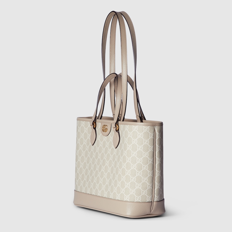 Ophidia small tote bag in beige and white GG Supreme | GUCCI® UK