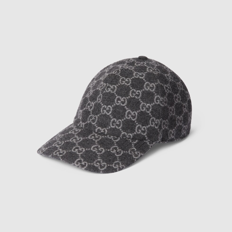 Casquette en flanelle GG en gris foncé et gris | GUCCI® FR