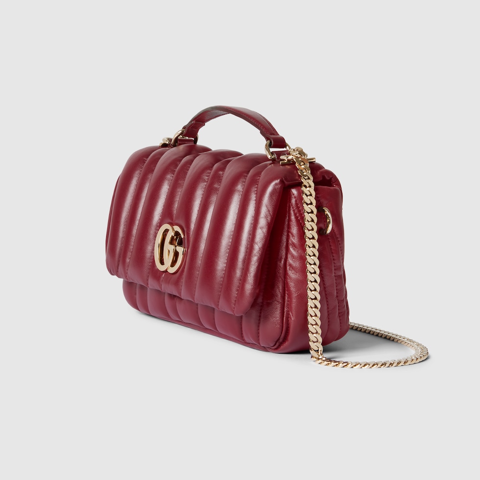 GG Milano small top handle bag in Rosso Ancora red leather | GUCCI® FI