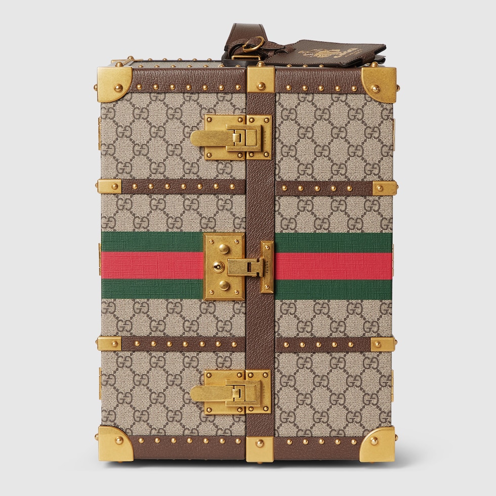 Gucci Savoy large champagne case in beige and ebony GG Supreme | GUCCI® PT