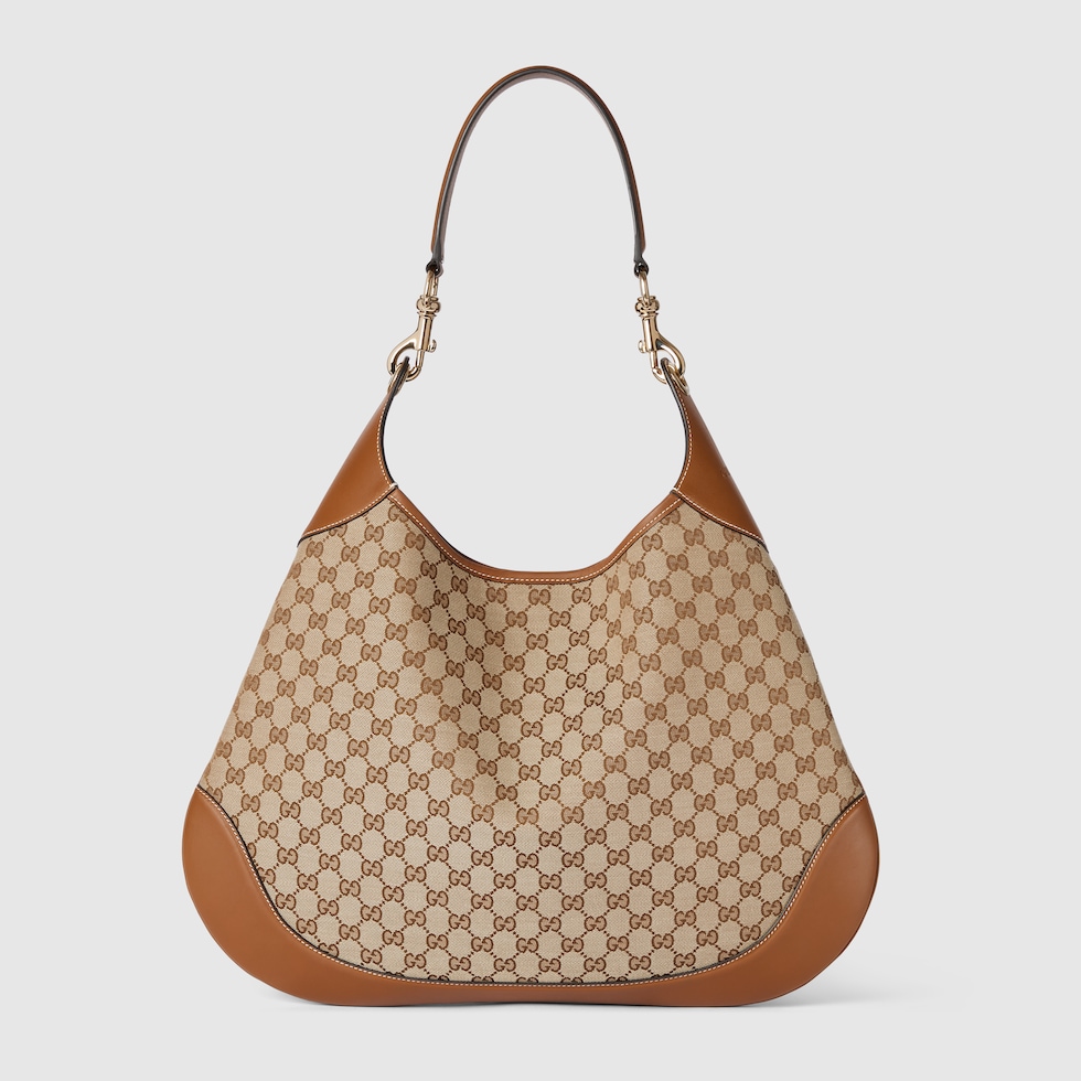Gucci B large shoulder bag in beige and dark brown GG canvas | GUCCI ...