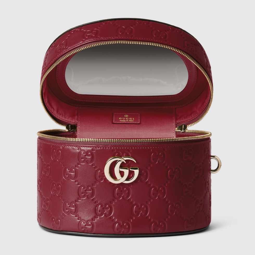 GG beauty case in Gucci Rosso Ancora leather | GUCCI® TH
