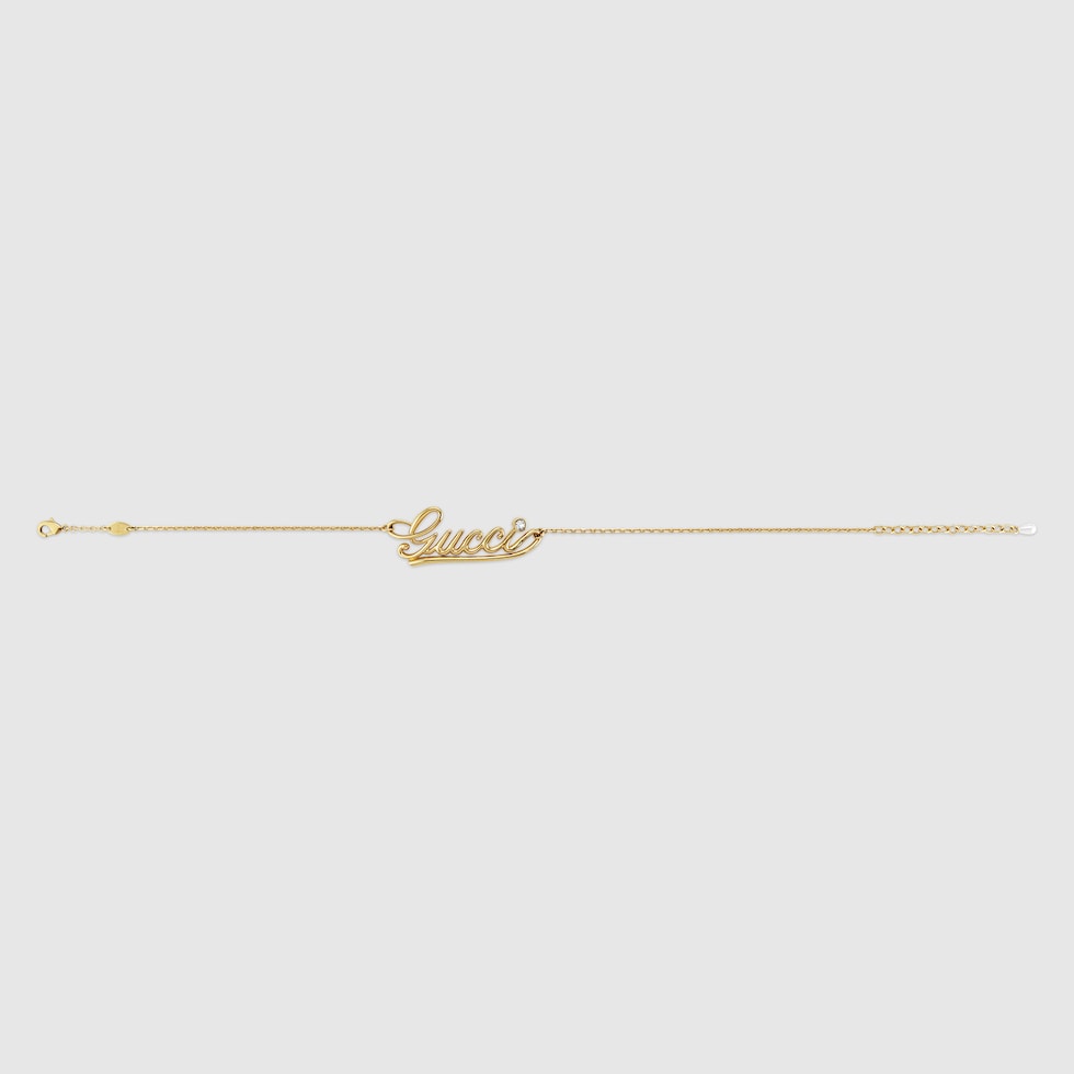 Choker necklace with Gucci script in yellow gold-toned metal | GUCCI® US