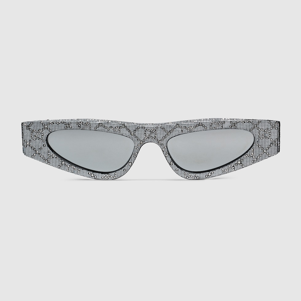 Cat-eye frame sunglasses in silver | GUCCI® US