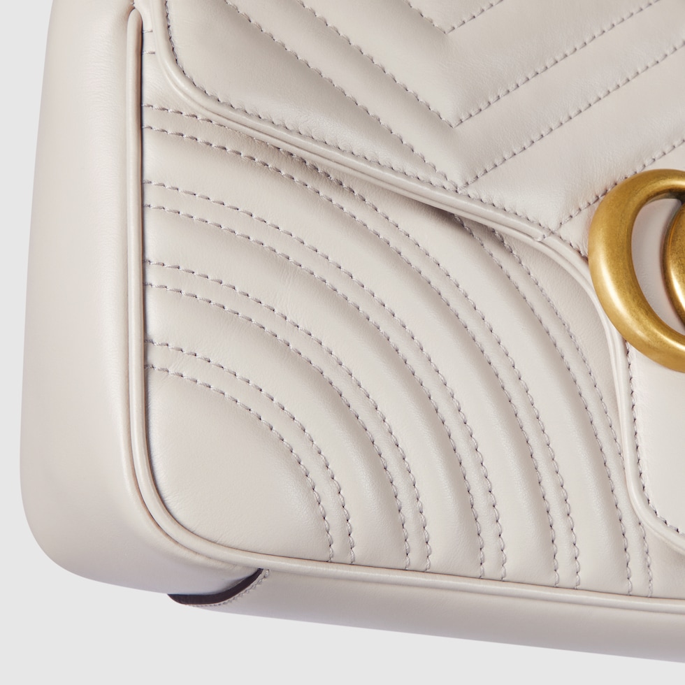GG Marmont medium shoulder bag in light grey leather | GUCCI® US