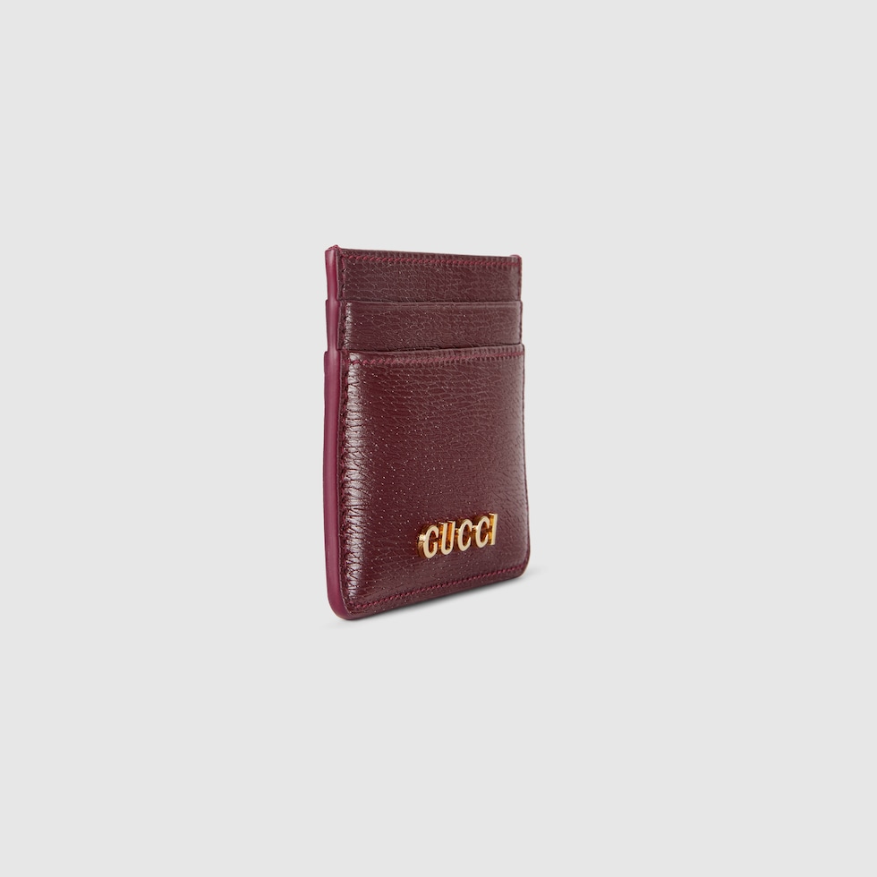 Card case with Gucci script in Rosso Ancora red leather | GUCCI® AE