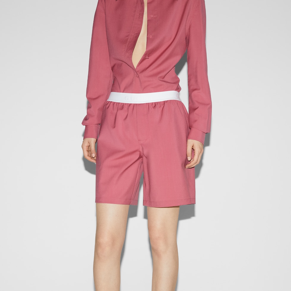 Light wool boxer-style shorts in bright pink | GUCCI® US